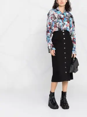 Raf Simons Button-down Midi Skirt - Black
