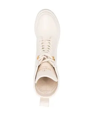 Valentino Garavani Chunky Lace-up Leather Boots