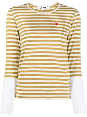 Play Comme Des Garcon Striped Long-sleeved T-shirt - Green