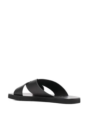 ANCIENT GREEK SANDALS Bios Cross-strap Leather Slides - Black