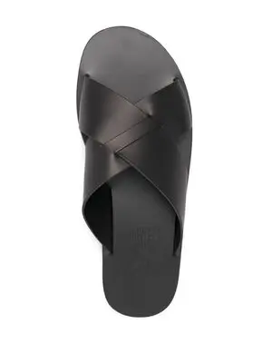 ANCIENT GREEK SANDALS Bios Cross-strap Leather Slides - Black
