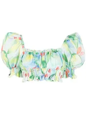 Charo Ruiz Ibiza Graphic-print Ruffled Crop Top
