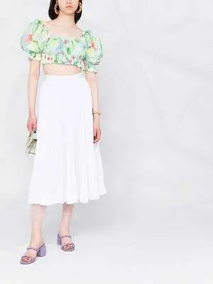 Charo Ruiz Ibiza Graphic-print Ruffled Crop Top