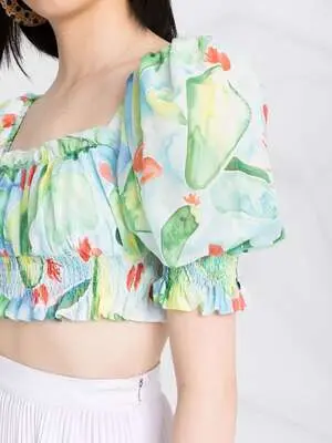 Charo Ruiz Ibiza Graphic-print Ruffled Crop Top