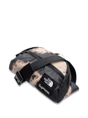 Supreme X The North Face Bleached Denim-print Roo Ii Bag - Brown