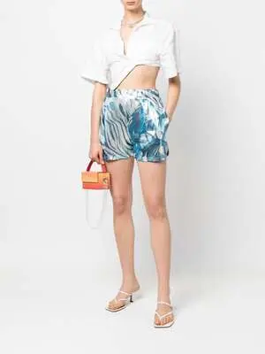 Alberta Ferretti Metallic Swirl Print Shorts