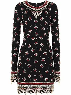 Dolce & Gabbana Embellished Long-sleeve Minidress - Black