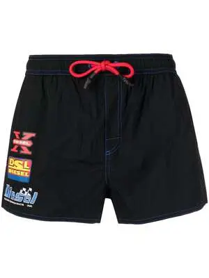 DIESEL® Logo Print Swim Shorts - Black