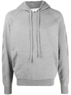 Off-White Knitted Logo Hoodie - Grey