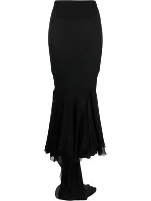 Rick Owens Train-detail Flared Silk Skirt
