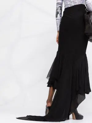 Rick Owens Train-detail Flared Silk Skirt