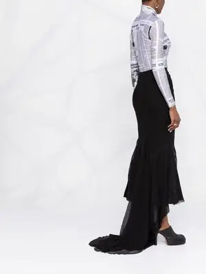 Rick Owens Train-detail Flared Silk Skirt