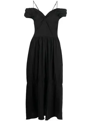 Vince Off-shoulder Midi Dress - Black