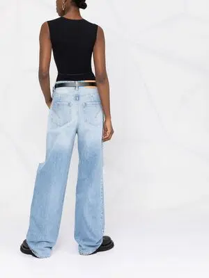 DONDUP Distressed Cotton Wide Leg Jeans