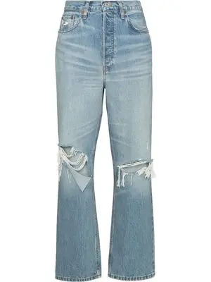 RE/DONE Ripped Straight-leg Jeans - Blue