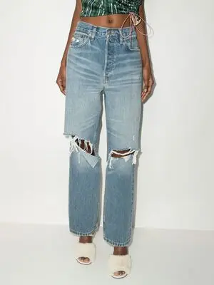 RE/DONE Ripped Straight-leg Jeans - Blue