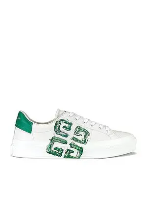 Givenchy Givenchy City Sport Lace-Up Sneaker In White White & Green