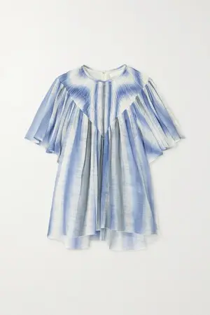 Chloé Tie-dyed Ruffled Wool-gauze Top