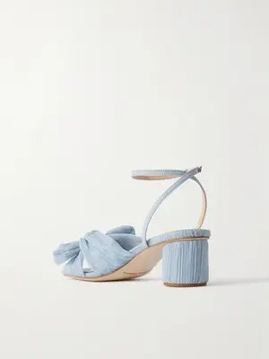 LOEFFLER RANDALL Dahlia Bow-embellished Plissé-organza Sandals - Blue