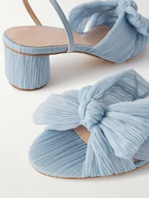 LOEFFLER RANDALL Dahlia Bow-embellished Plissé-organza Sandals - Blue