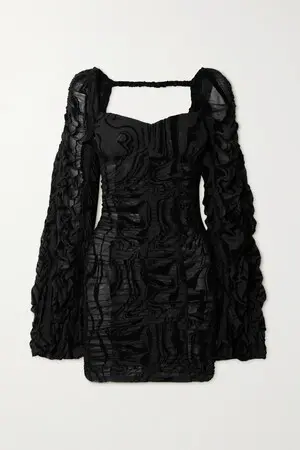 Remain Birger Christensen Rikke Ruched Flocked Mesh Mini Dress