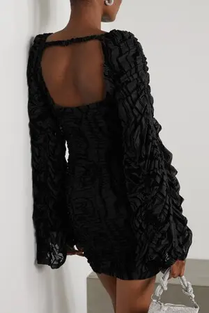Remain Birger Christensen Rikke Ruched Flocked Mesh Mini Dress