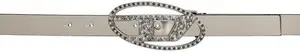 DIESEL® Diesel Gold Logo Rhinestone Belt H1130 White