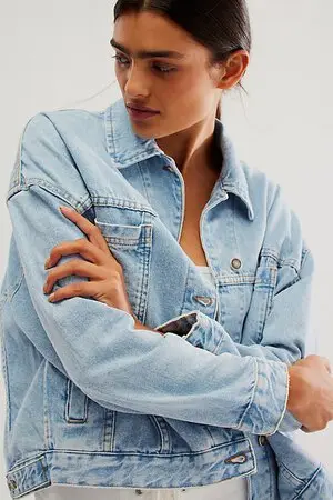 Free People Opal Swing Denim Jacket Clear Skies