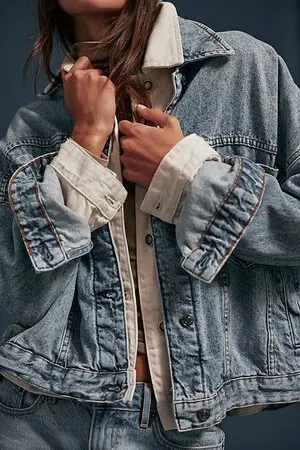 Free People Opal Swing Denim Jacket Ocean Night