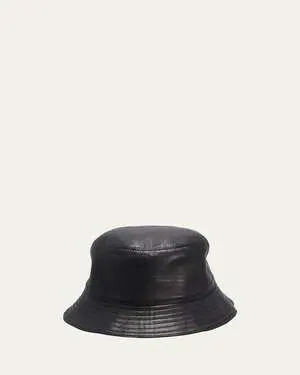 Loewe Fisherman Leather Bucket Hat - Black