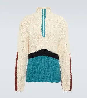 THE ELDER STATESMAN Block 'n Spiral Bouclé Sweater