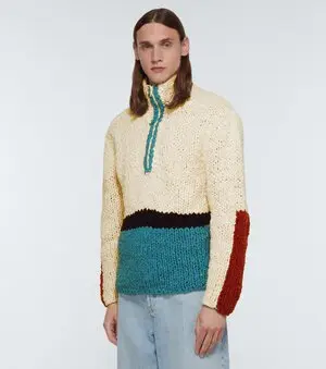 THE ELDER STATESMAN Block 'n Spiral Bouclé Sweater