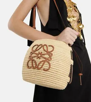 Loewe Beehive Raffia Bucket Bag