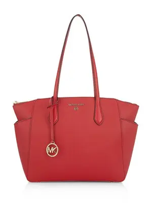 Michael Kors Women's Marilyn Leather Tote - Black Crimson