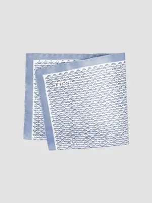 Eton Floral Print Silk Pocket Square - Blue