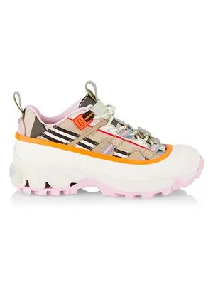 Burberry Women's Arthur Icon Stripe Cotton & Leather Sneakers - Multi Color  - Multi Color