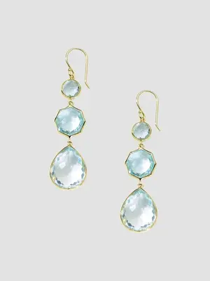 Ippolita Rock Candy Crazy 8's 18k Green Gold & Topaz Drop Earrings - Blue