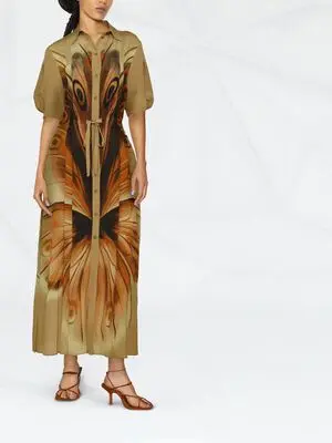 Alberta Ferretti Silk Abstract Print Shirtdress