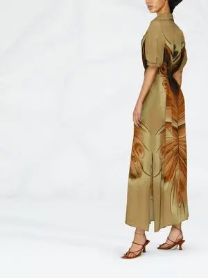 Alberta Ferretti Silk Abstract Print Shirtdress