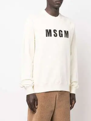 MSGM Logo-print Sweatshirt - Neutrals