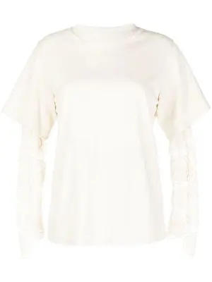 GOEN.J Goen.J Lace-Sleeve T-Shirt