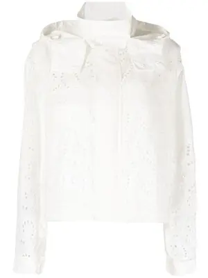 Goen.j Cropped Hooded Jacket - White