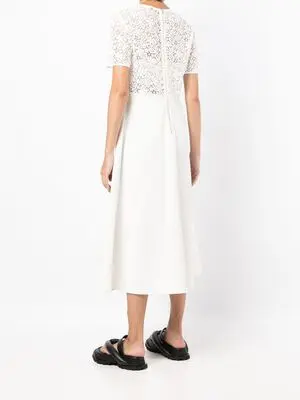 Goen.j Macramé-panel Midi Dress - White