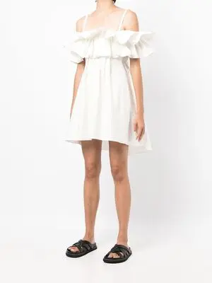 Goen.j Cold-shoulder Dress - White