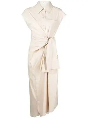 Goen.j Tied-waist Midi Dress - Neutrals