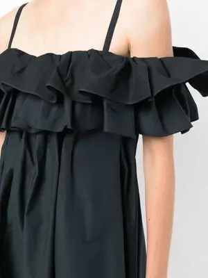Goen.j Cold-shoulder Ruffled Dress - Blue
