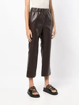 Goen.j High-waisted Cropped Trousers - Brown