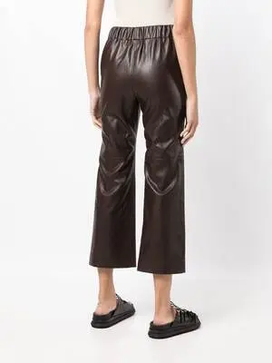 Goen.j High-waisted Cropped Trousers - Brown