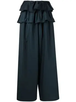 Goen.j Layered Ruffled Wide-leg Trousers - Blue