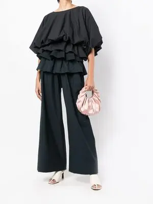 Goen.j Layered Ruffled Wide-leg Trousers - Blue